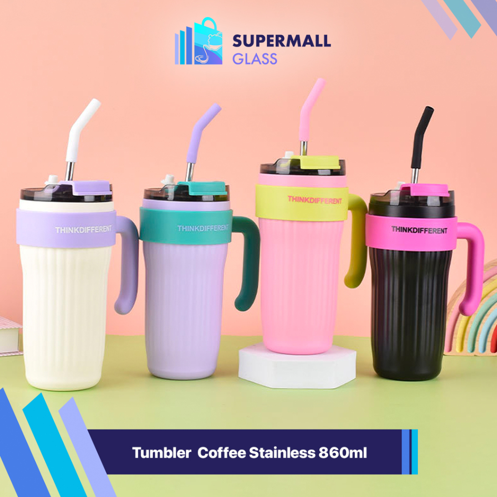 Jual Supermall Glass COD Tumbler Coffee Think Different / Mug Teh Termos 316 Stainless Steel ...