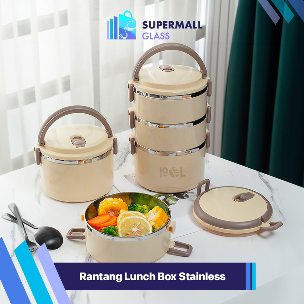 Jual Supermall Glass COD Rantang Lunch Box 2 / 3 Susun Wadah Makan ...