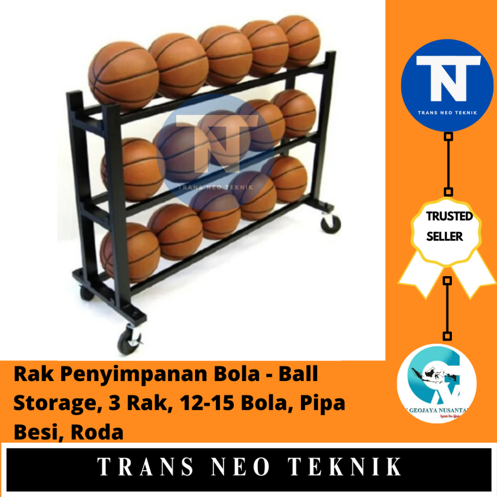 Jual Rak Penyimpanan Bola - Ball Storage, 3 Rak, 12-15 Bola, Pipa Besi, Roda | Shopee Indonesia