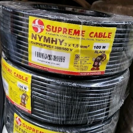 Jual Supreme Kabel Listrik Serabut NYMHY 3x1,5 @100m (Hitam / Putih) | Shopee Indonesia