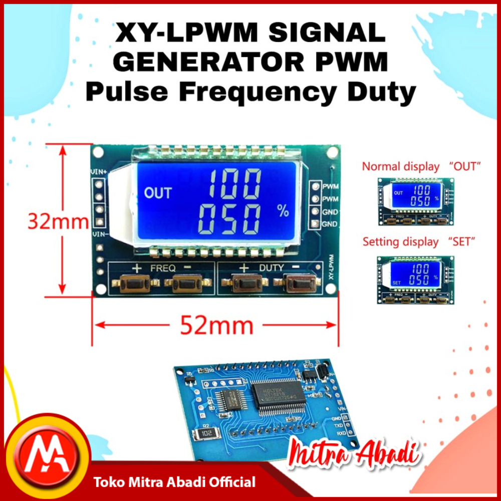 Jual XY-LPWM Signal Generator PWM Pulse Frequency Duty Cycle Module LCD ...