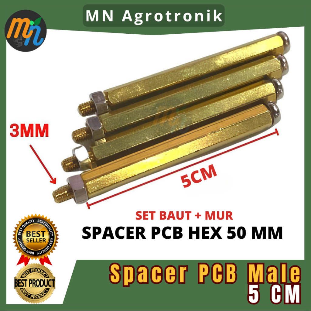 Jual SPACER|SPICER|SPISER|BAUT|DUDUKAN PCB MALE 0,5CM - 5CM GOLD | Shopee Indonesia