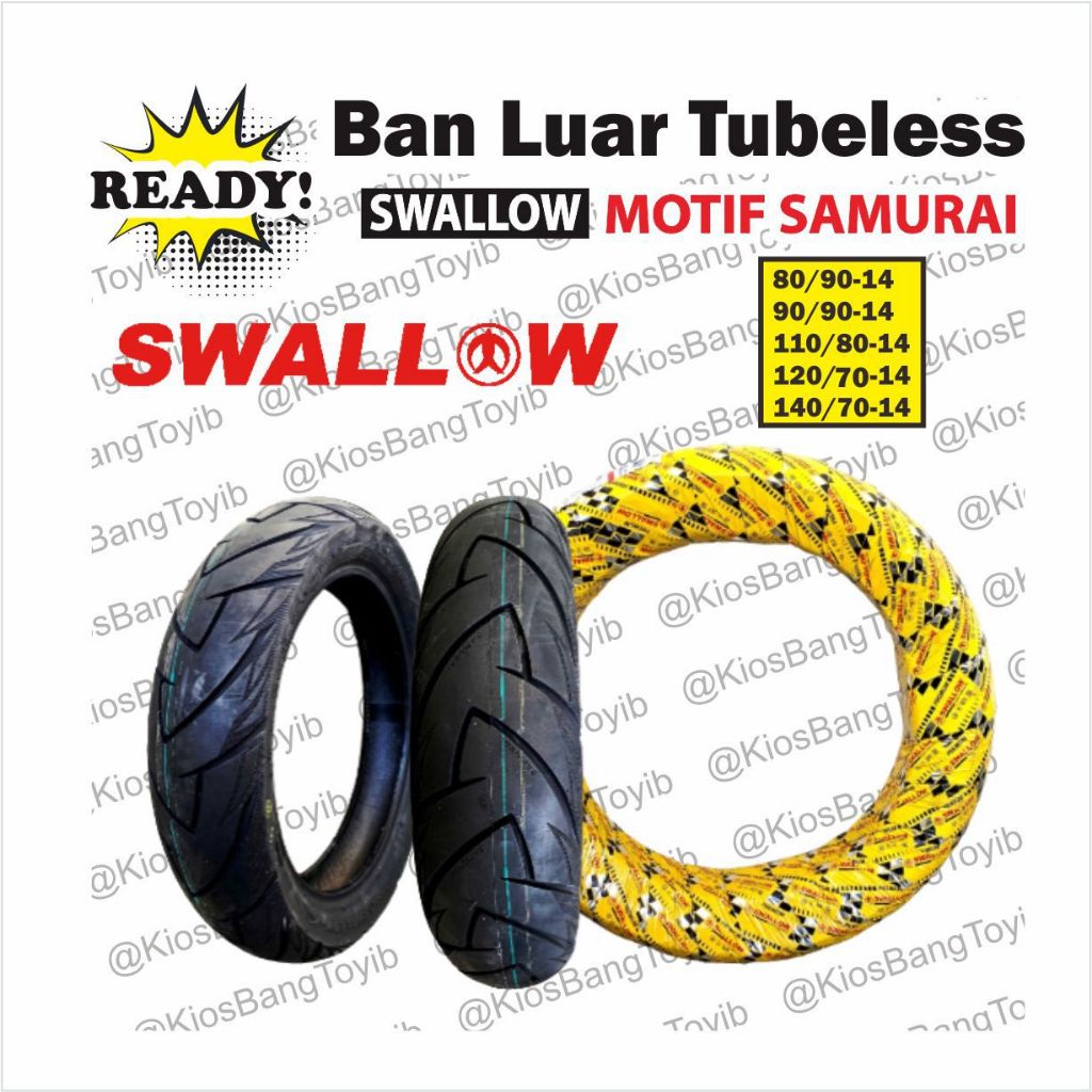 Jual Ban Motor Tubeless Matic Ring 14 Motif SAMURAI Merk SWALLOW (80/90 ...
