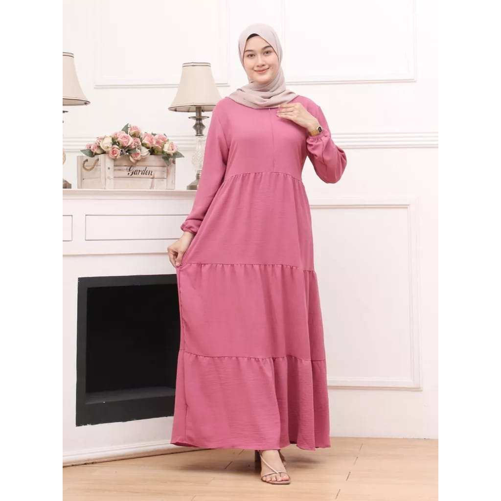 Jual Hanum dress premium /dress polos /dress busui /gamis busui/ dress rayon/All Size | Shopee ...