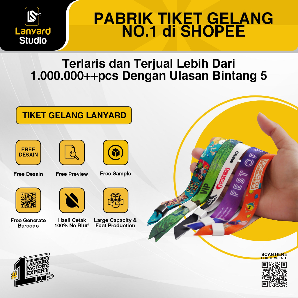Jual Custom Tiket Gelang Event, Konser 1,5 cm dan 2 cm PVC Barcode ...