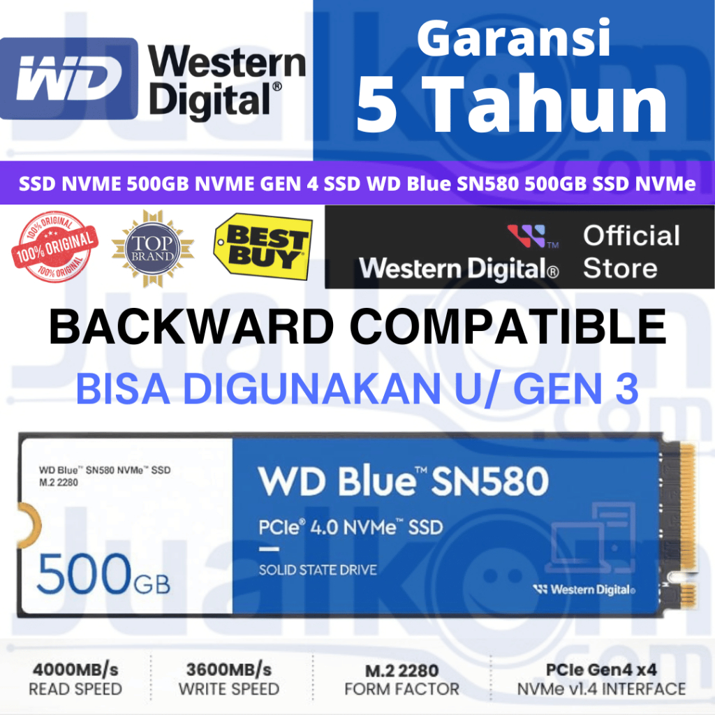 Jual SSD NVME 500GB NVME GEN 4 SSD WD Blue SN580 500GB SSD NVMe ...