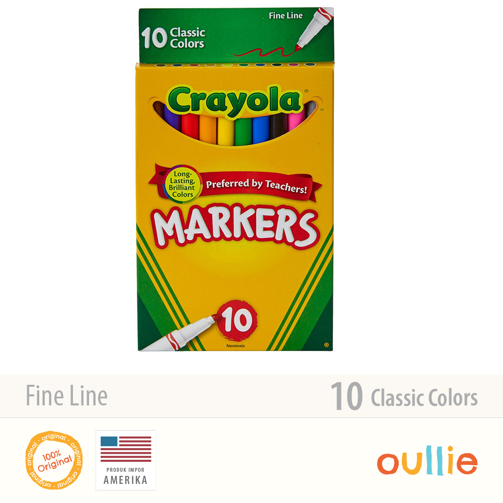 Jual Crayola Fine Line Markers, Classic Colors 10 ct | Shopee Indonesia