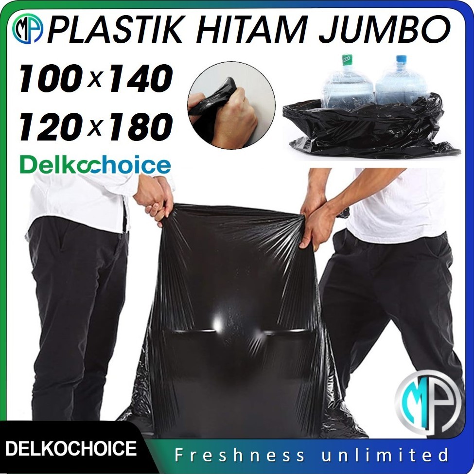 Jual Plastik Sampah Hitam Tebal BESAR JUMBO Delkochoice / Kantong Kresek Super Besar / Trash Bag ...