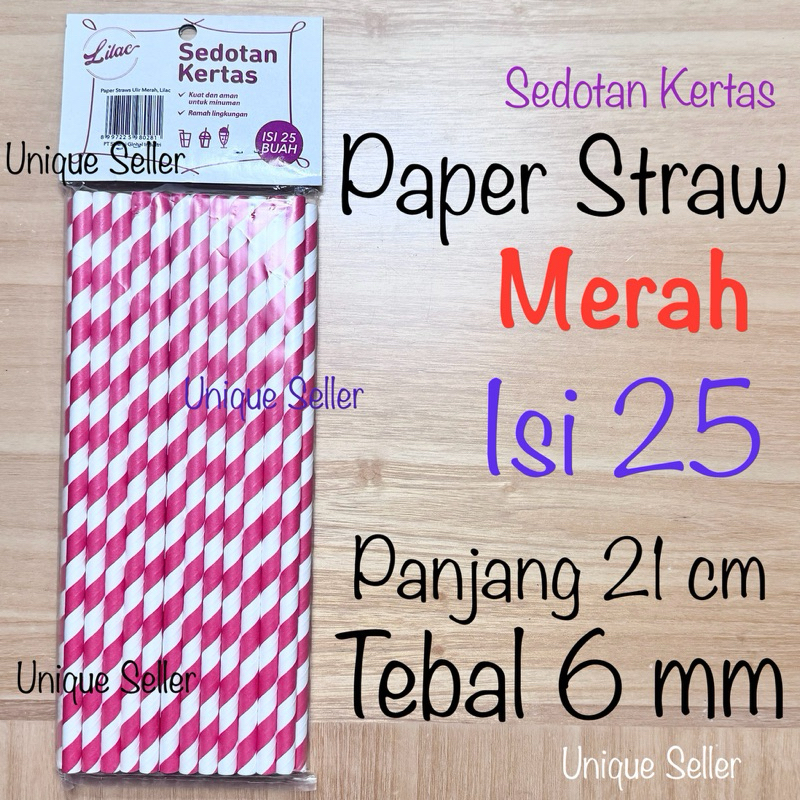 Jual [Isi25] Sedotan Kertas Paper Straw Garis Stripe Astor 21cm Tebal ...