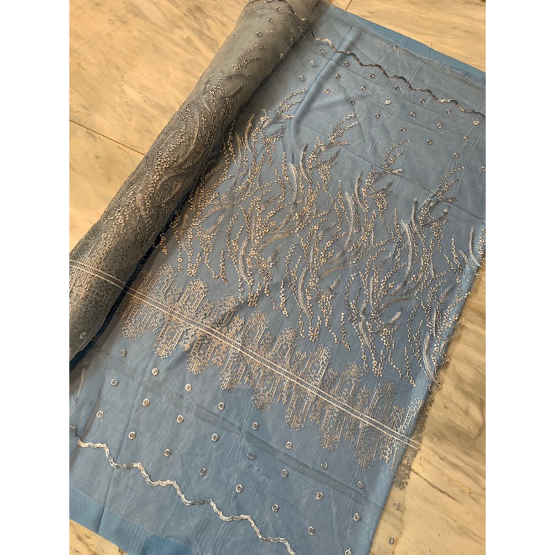 Jual Bahan Kebaya Kain Organza Organdi Bordir Kain Kaca Motif Etnik ...