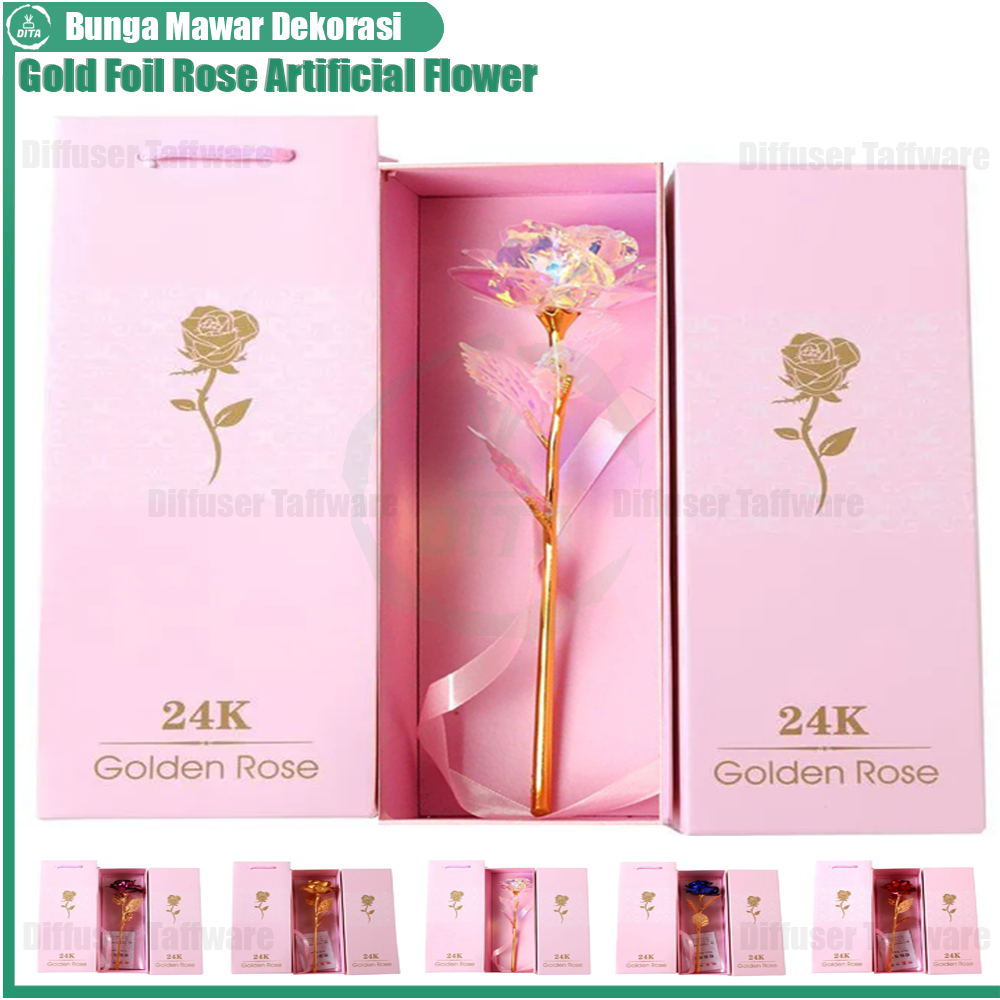Jual ACEVIVI Bunga Mawar Dekorasi Gold Foil Flower Galaxy Rose - AC0113 ...
