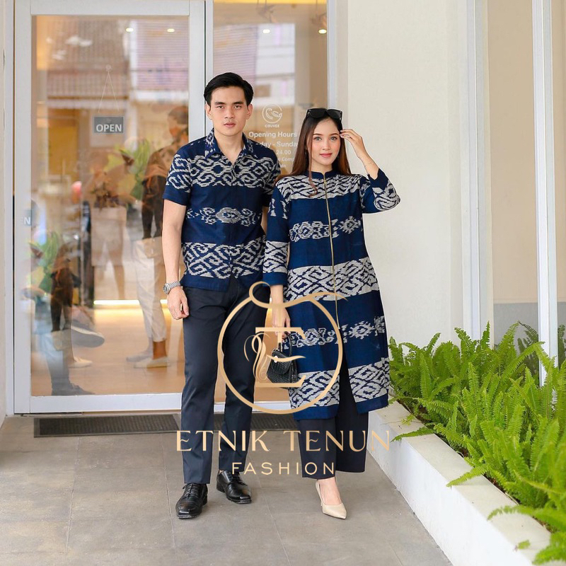 Jual ( Bisa COD) SET COUPLE TENUN JASMINE NAVY | Shopee Indonesia