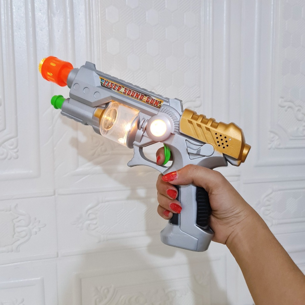 Jual SILVER STUNNING LASER SOUND gun mainan pistol anak image mainan ...