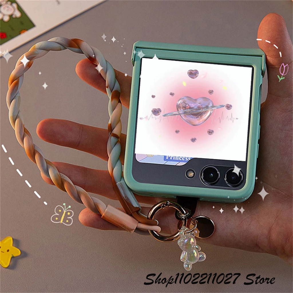 Jual Cute Korean 3D Bear Gradient Hand Strap Case for Samsung Galaxy Z ...