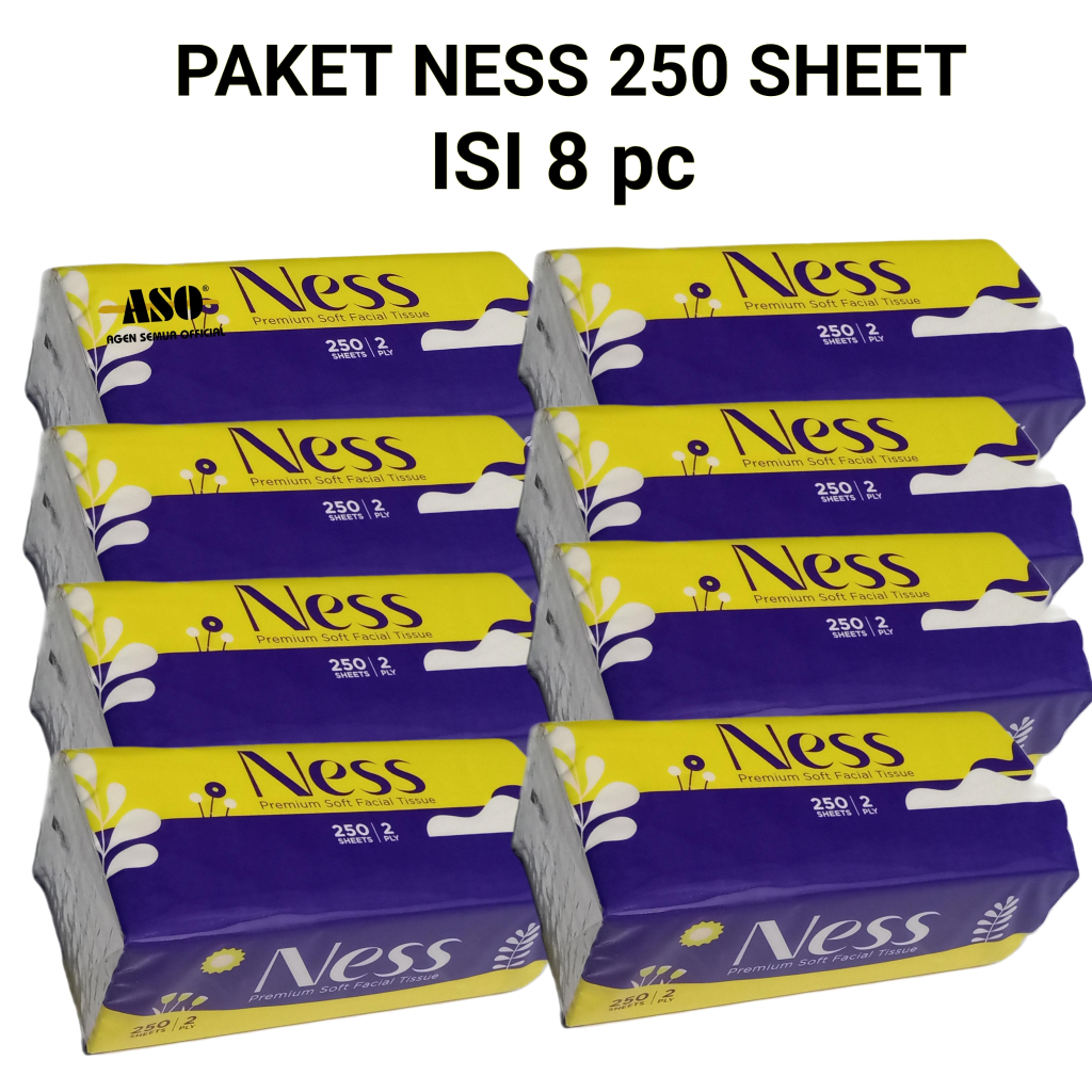 Jual [ PAKET ISI 8 ] Tisu Tissue NESS 250 sheet 2ply Facial tisu wajah ...