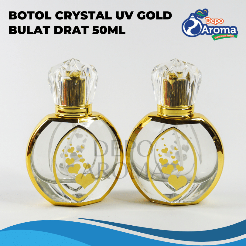 Jual Botol Parfum Crystal UV Gold Bulat Drat 50ml | Shopee Indonesia