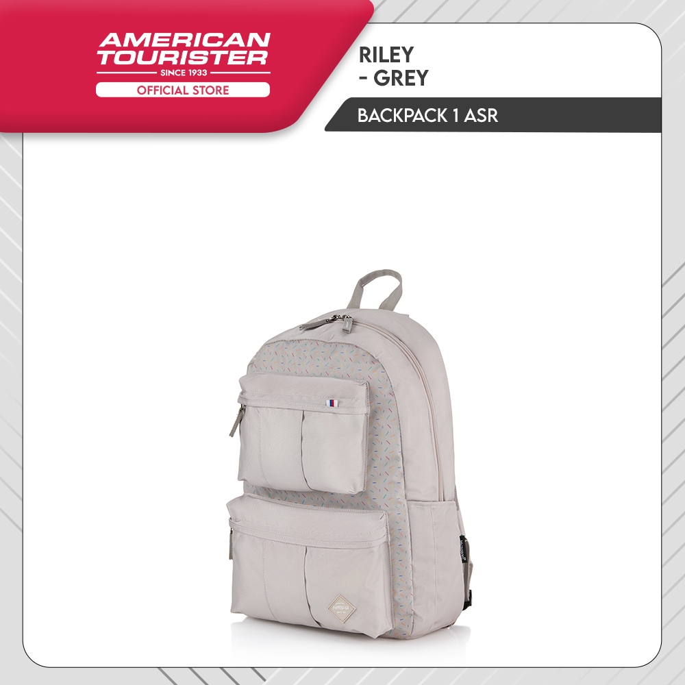 Jual American Tourister Riley Backpack 1 ASR - Grey | Shopee Indonesia