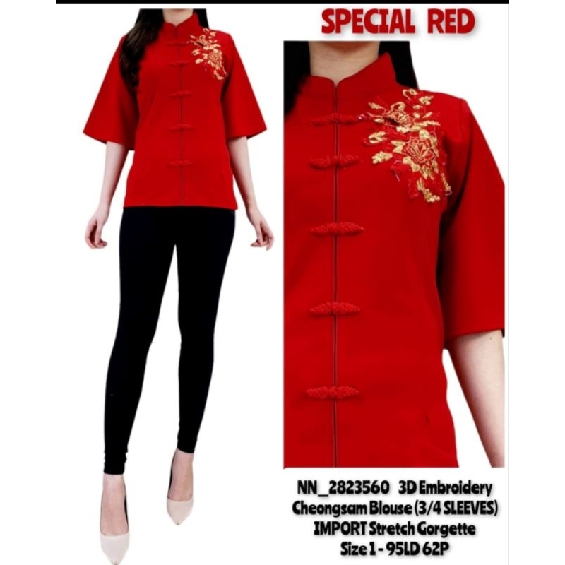 Jual Blouse Congsam 9 Model / Blouse Merah / Blouse Bordir / Blouse ...