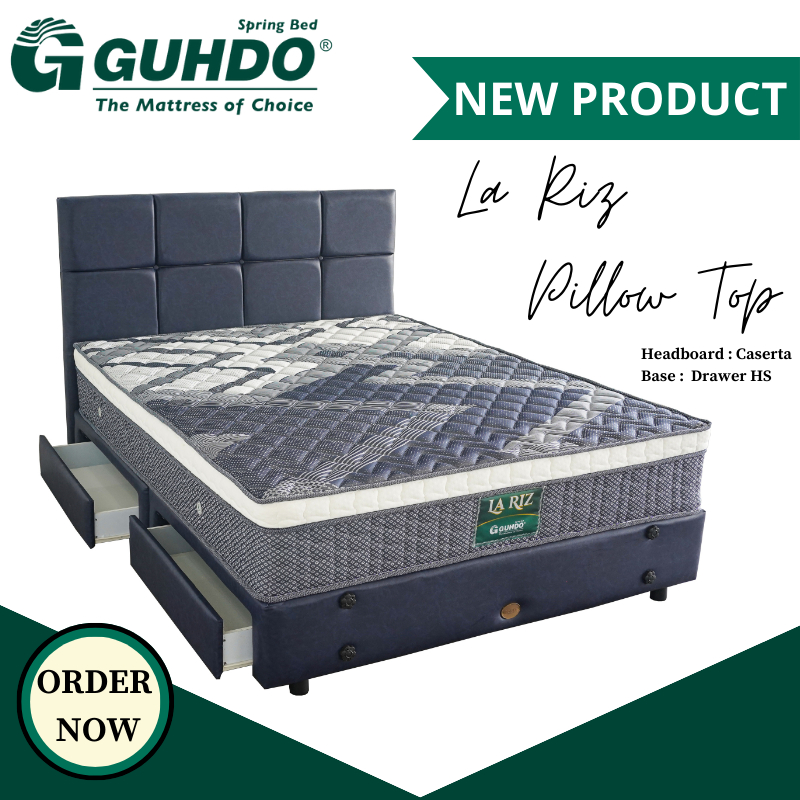 Jual Full Set Kasur Spring Bed Guhdo La Riz Plush Top Set Headboard Caserta Divan Drawer HS ...