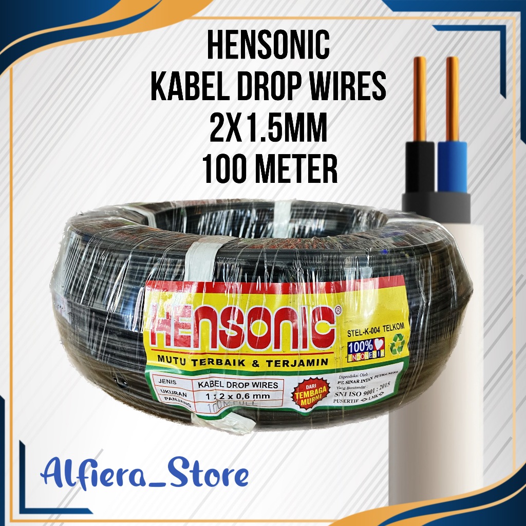 Jual Hensonic Drop Wire 1x2x0,6mm 100M Full / Kabel Telepon Telefon ...