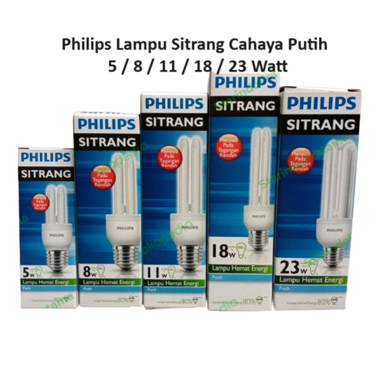 Jual Philips Lampu Sitrang 5W 8W 11W 18W 23W Cahaya Putih Lampu Jari PLC CFL | Shopee Indonesia