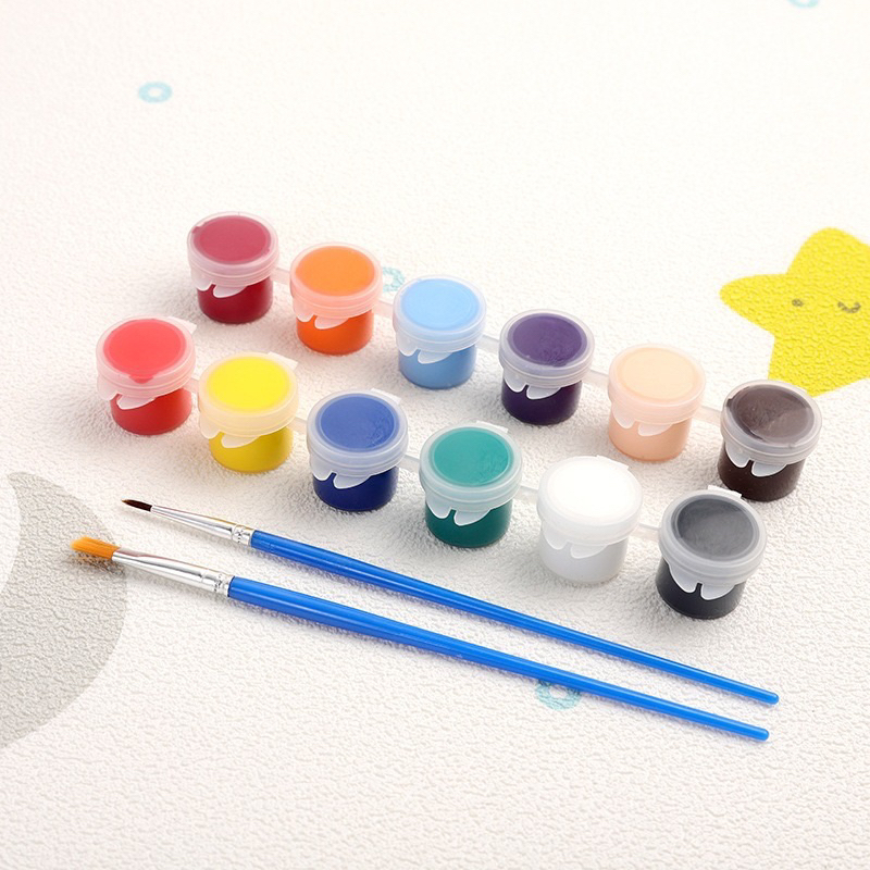 Jual CAT AKRILIK 6 warna free kuas / CAT TINTA 6 warna / mewarnai set ...