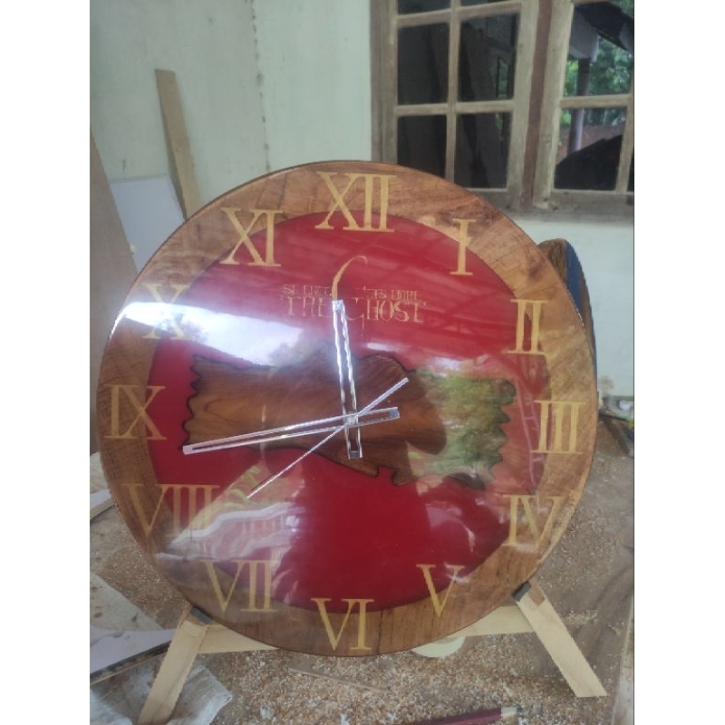 Jual jam dinding resin kayu jati jam dinding estetik d50 cm | Shopee ...