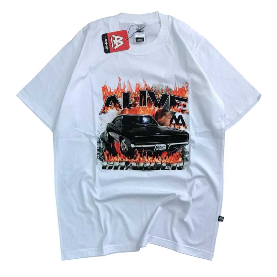 Jual BAJU KAOS DISTRO PRIA WANITA WARNA PUTIH MOTIF MOBIL DODGE CHARGER ...