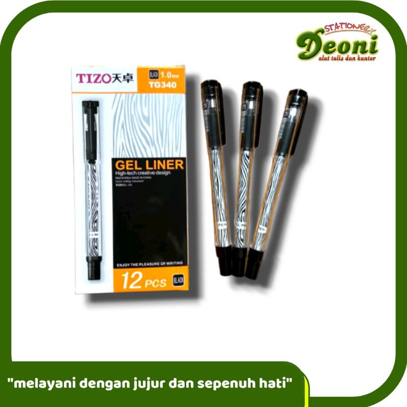 Jual Tizzo Pulpen Bolpen Pena Gel Pen TG-340 Hitam 1.0mm (1pcs / satuan ...