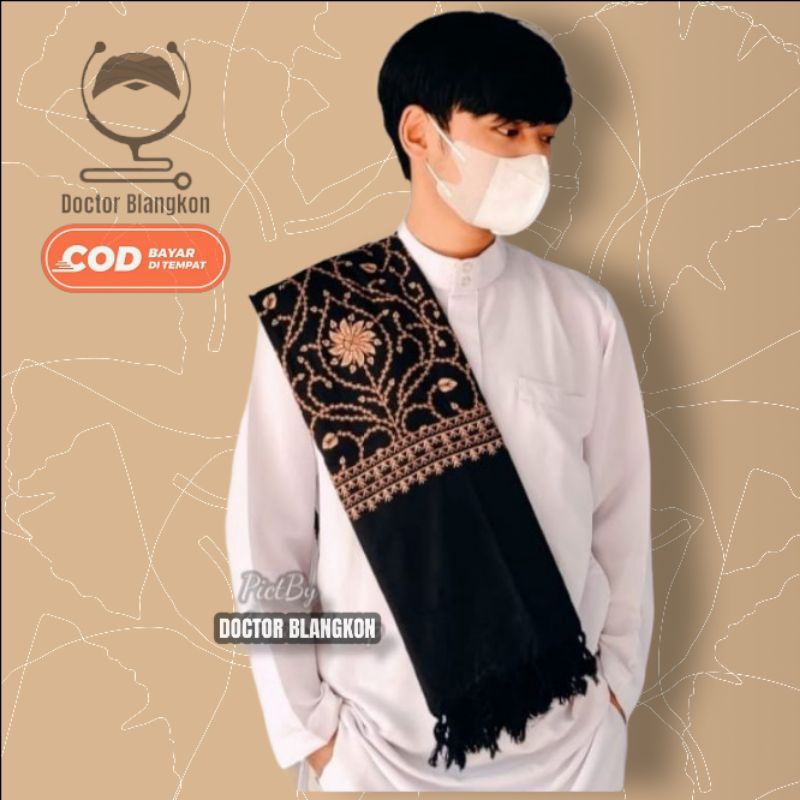Jual Sorban Hitam Khasmiri Motif Batik Surban Panjang Pria Dewasa ...