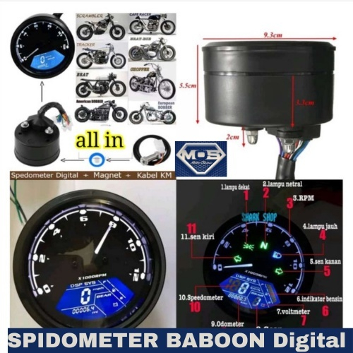 Jual spidometer babon LED DIGITAL plus sensor universal MOs | Shopee ...