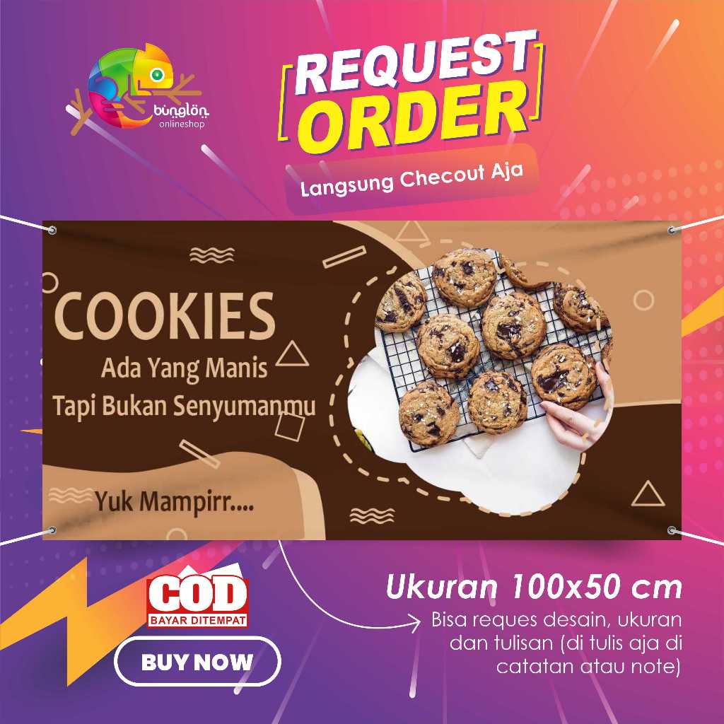 Jual Spanduk Banner 100x50 Cookies Kue Brownis Custom Desain | Shopee ...