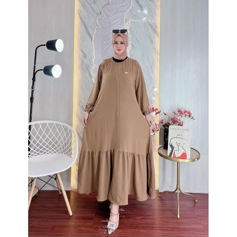 Jual Gamis AZZYA Cubit Rempel Crinkle Airflow Elegan Mewah Simple Basic ...