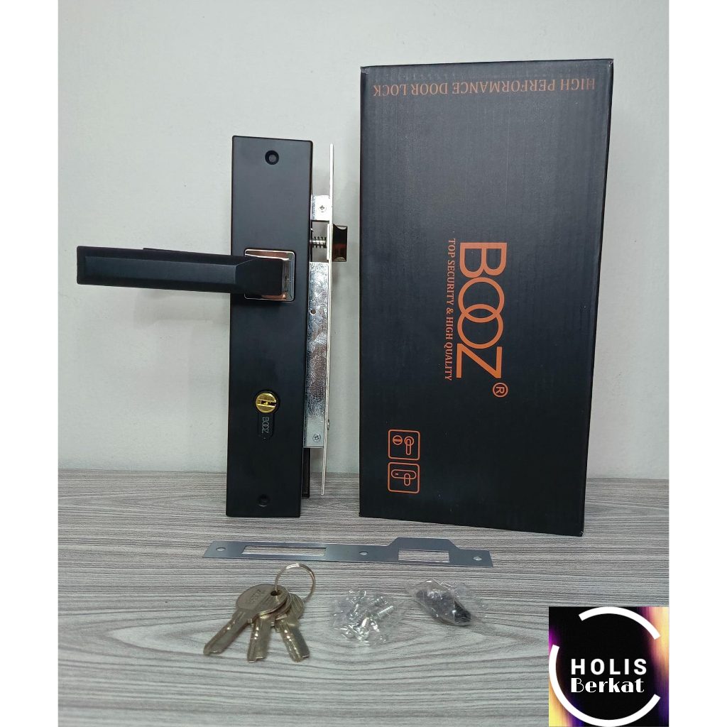 Jual Handle Kunci Pintu BESAR Hitam Black Series 1 Set Komplit 25 cm ...