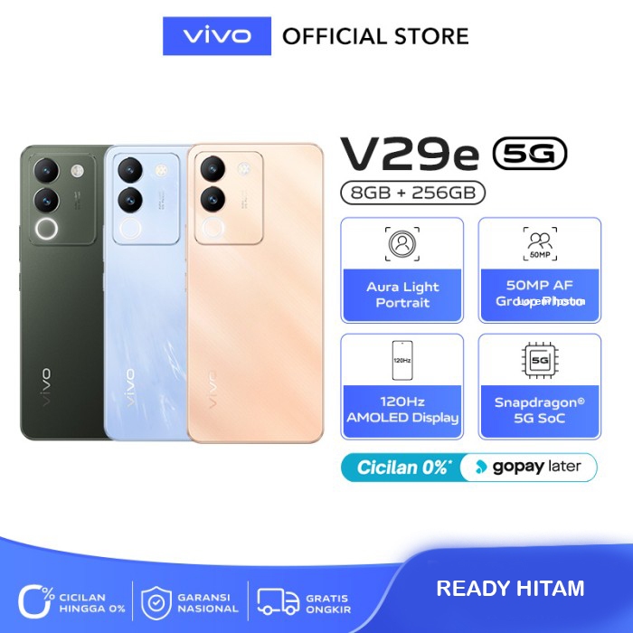 Jual Vivo V29E 5G 8/256GB NFC 50MP Camera 44W FlashCharge 6.67 inch 120Hz Refresh Rate 4800mAh ...