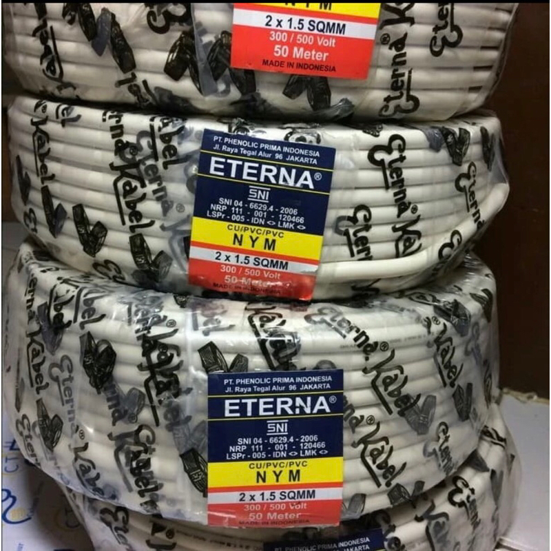 Jual ETERNA Kabel Listrik NYM 2x1.5 Kabel Eterna Kawat Kabel Listrik Isi 2 | Shopee Indonesia