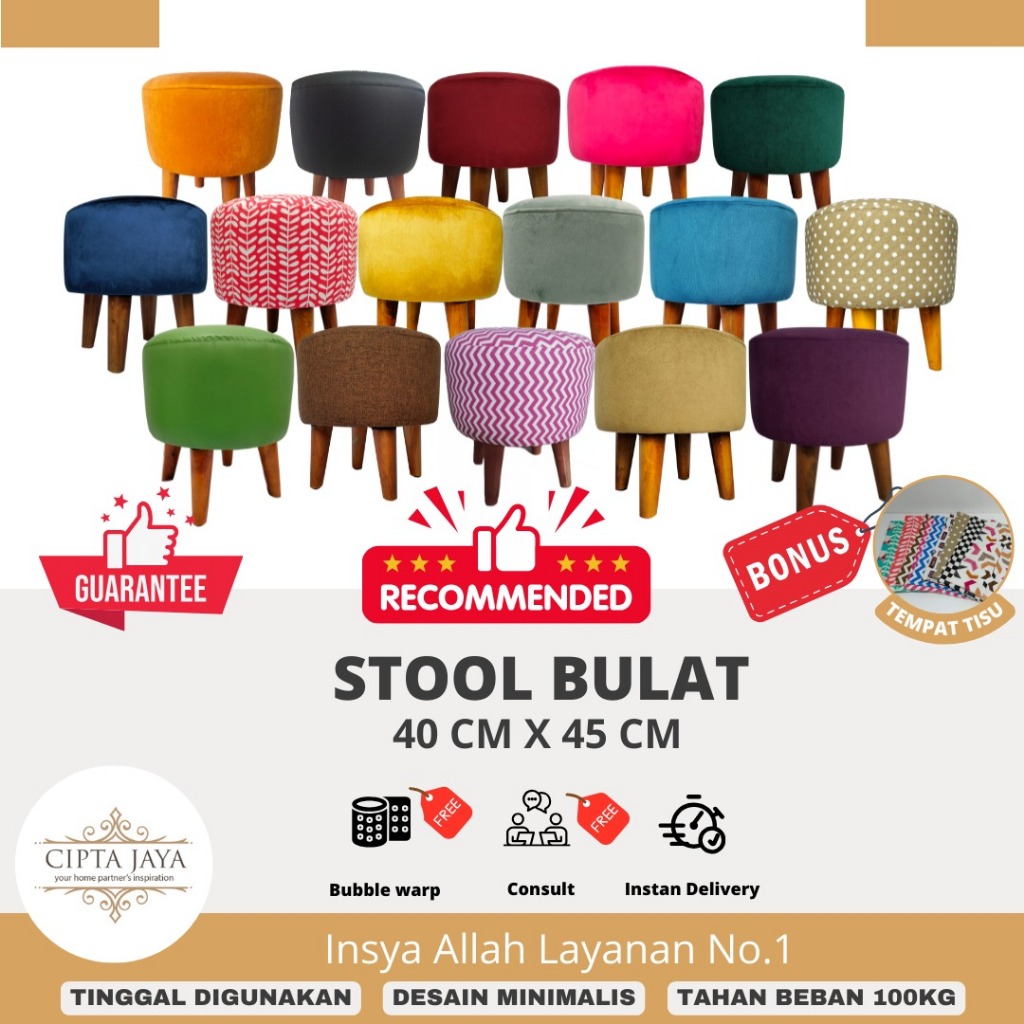 Jual Cipta Jaya - Kursi Stool Bulat Puff Sofa Minimalis Modern ...