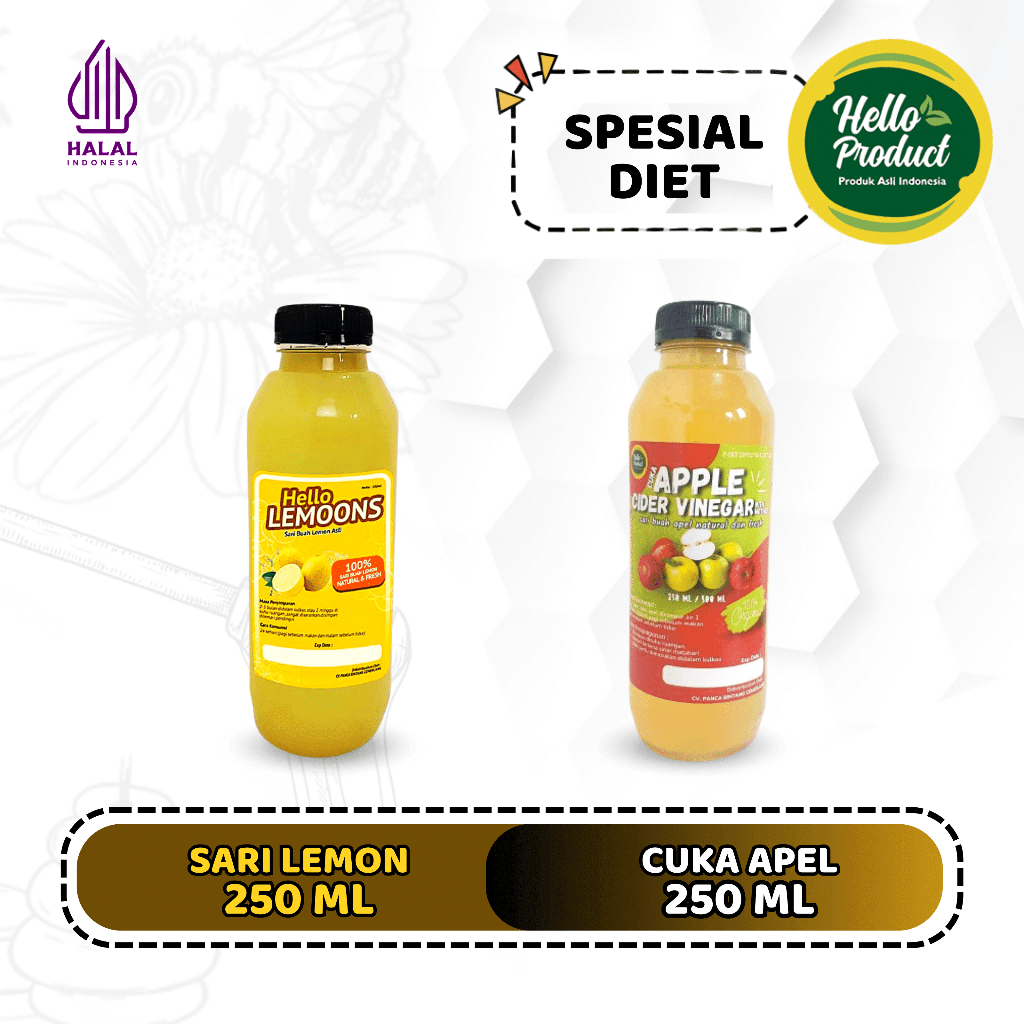Jual Cuka Apel Cider Vinegar & Sari Buah Lemon Asli 250 ML | Shopee ...