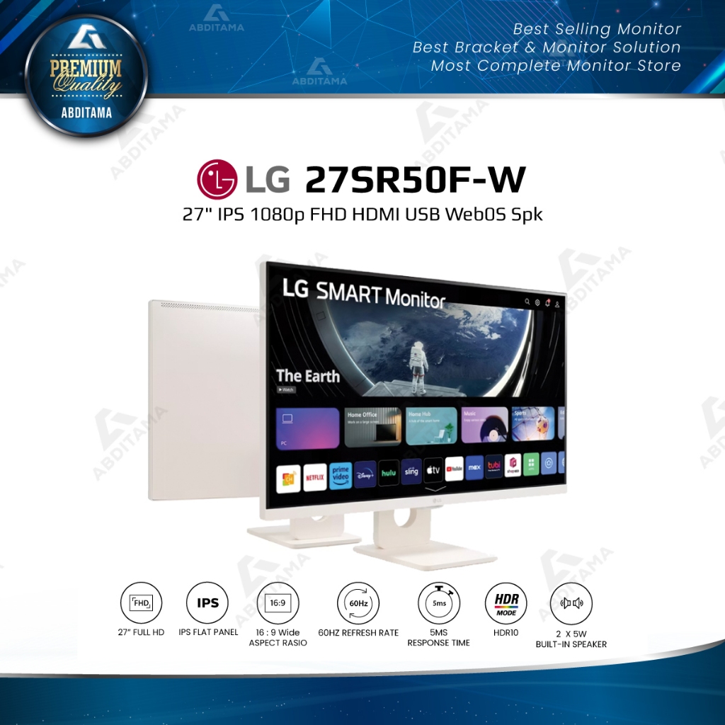 Jual Smart Monitor LED LG 27SR50F-W 27" IPS 1080p FHD HDMI USB Web0S ...