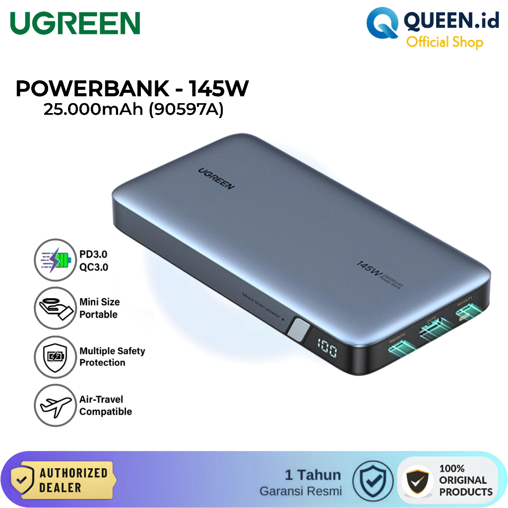 Jual UGREEN Powerbank 25000mAh 145W PD USB TYPE C QC Fast Charging 90597A | Shopee Indonesia