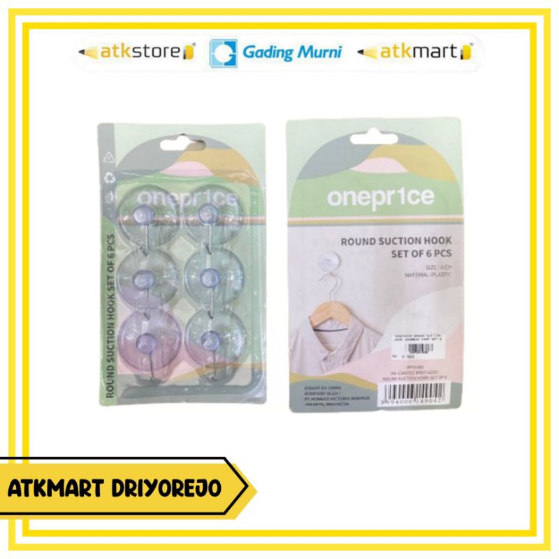 Jual ONEPRICE ROUND SUCTION HOOK 2240022.IMOP SET 6 - HOOK TEMPEL KOP ...