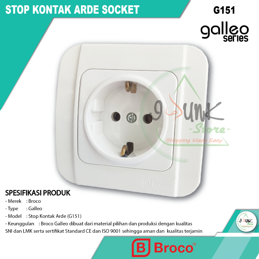 Jual Broco Stop Kontak Galleo G151-55S Arde Socket - BROCO | Shopee ...