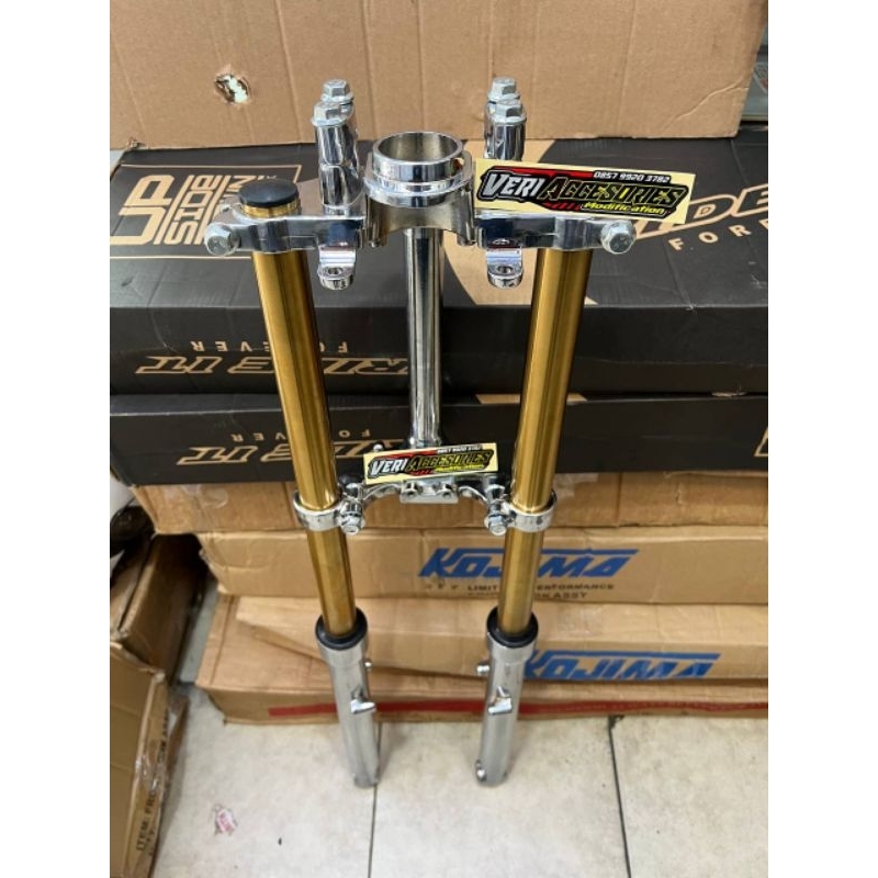 Jual Shock skok sok depan rx king assy full crome as gold | Shopee Indonesia