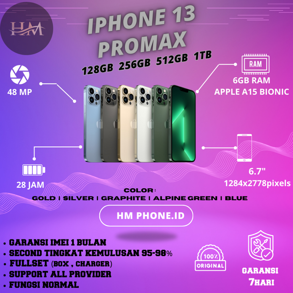 Jual Iphone 13 Pro Max 128GB/256GB/512GB/1TB Second Bekas Original Fullset | Shopee Indonesia