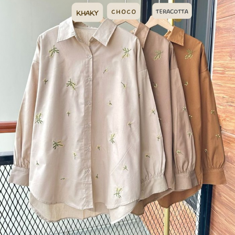 Jual ELENA SHIRT / KEMEJA BORDIR / KEMEJA BASIC BORDIR BUNGA | Shopee ...