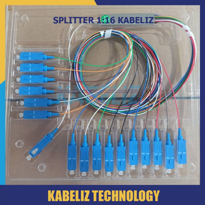Jual PLC Splitter 1:16 SC UPC Spliter 1 16 Fiber Optic 1x16 Kabeliz ...