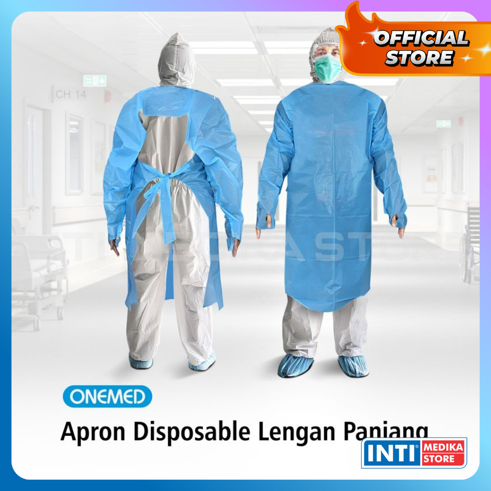 Jual ONEMED - Apron Plastik Lengan Panjang | Apron Sekali Pakai Isi 10 ...