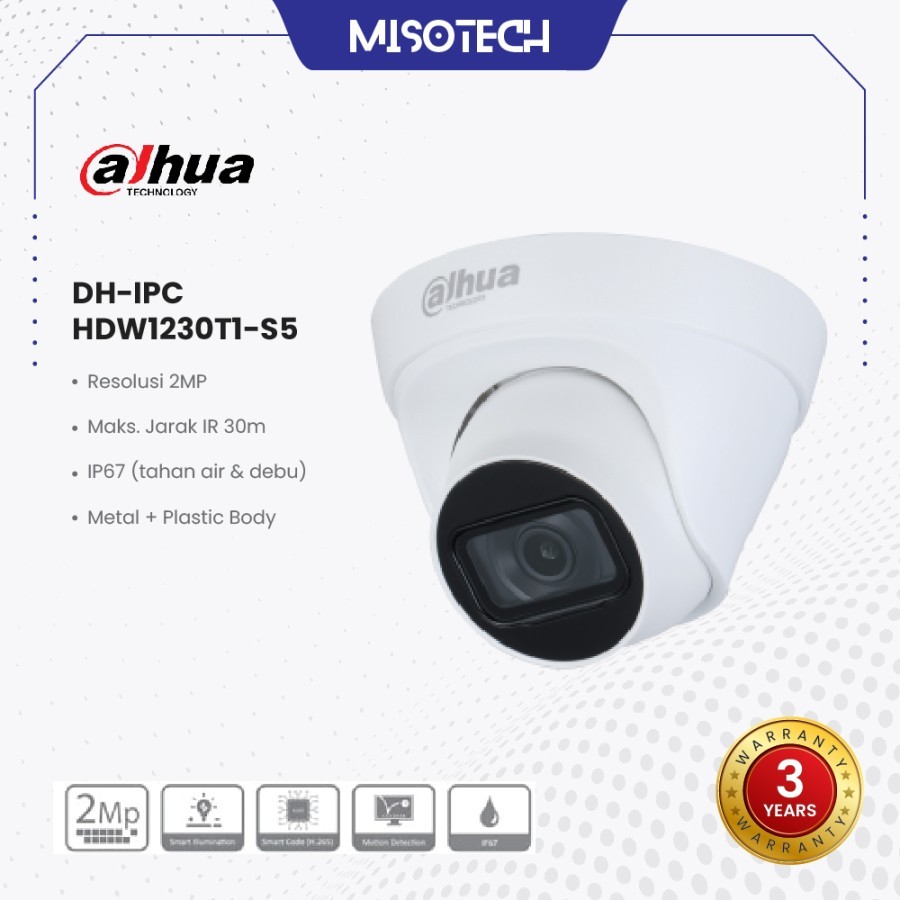 Jual Kamera CCTV Dahua DH-IPC-HDW1230T1-S5 2MP IP Indoor PoE H.265 | Shopee Indonesia