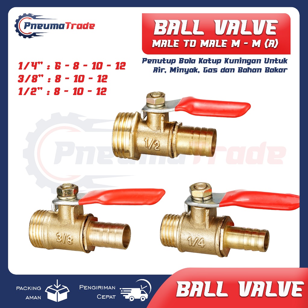 Jual Ball valve kuningan camel 1/2" kran kuningan ball valve kuningan 1/4" 3/8" male to male M-M ...