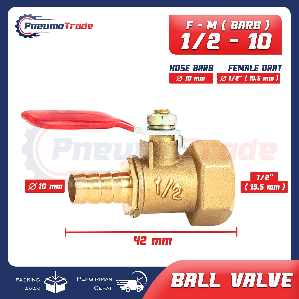 Jual STOP KRAN BALL VALVE MALE TO FEMALE 1/4" 1/2" 3/8" 1/8" M-F (KODE ...